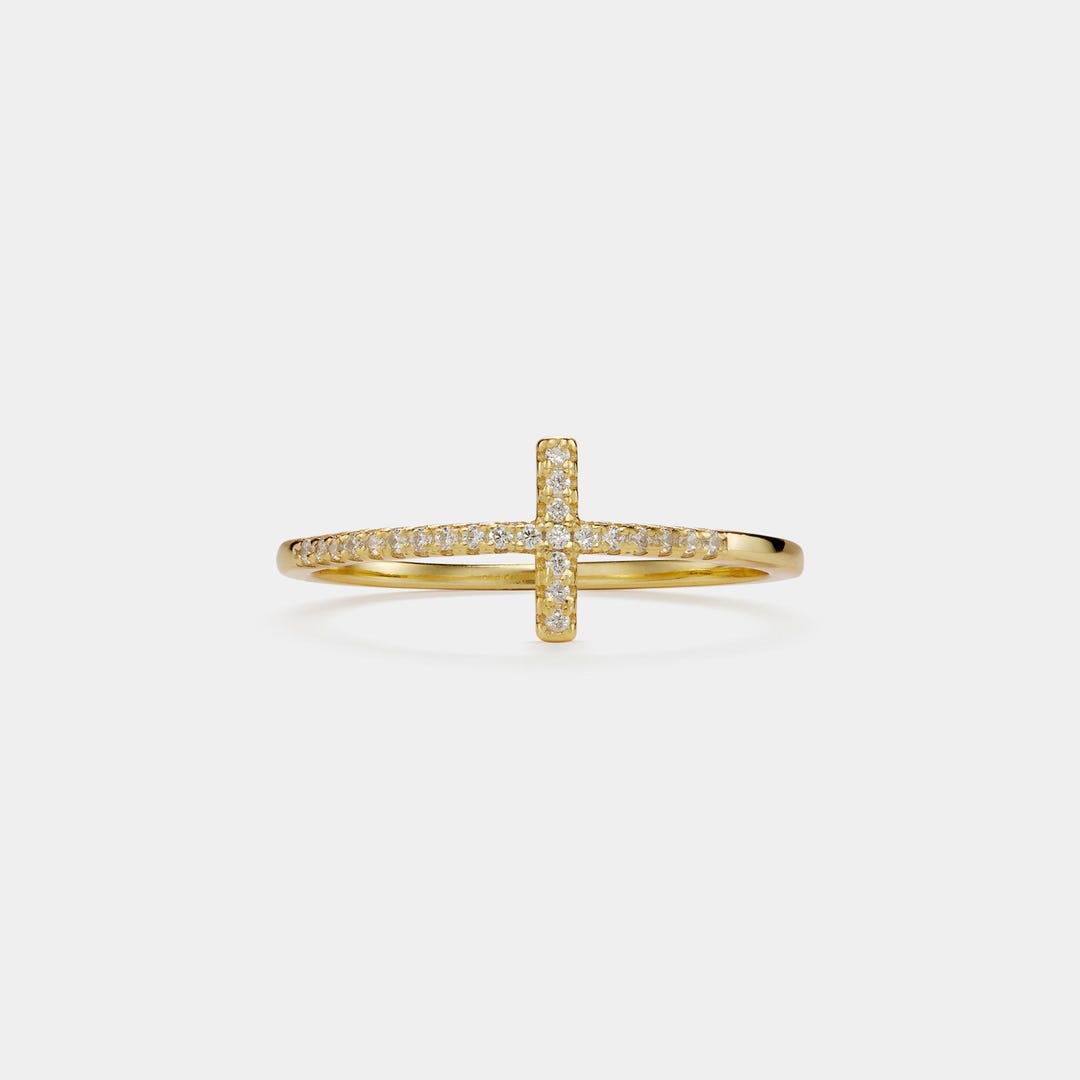 PERIMADE Cross Stacking Ring • Minimalist Half Eternity Ring • Sterling ...