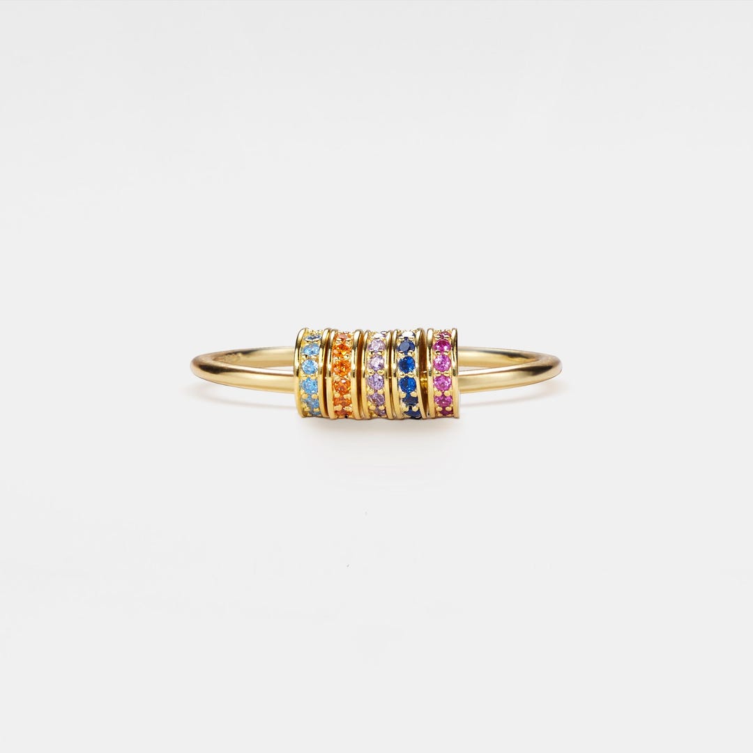 PERIMADE Color Bead Fidget Spinner Ring • Rainbow Bead Fidget Spinning ...