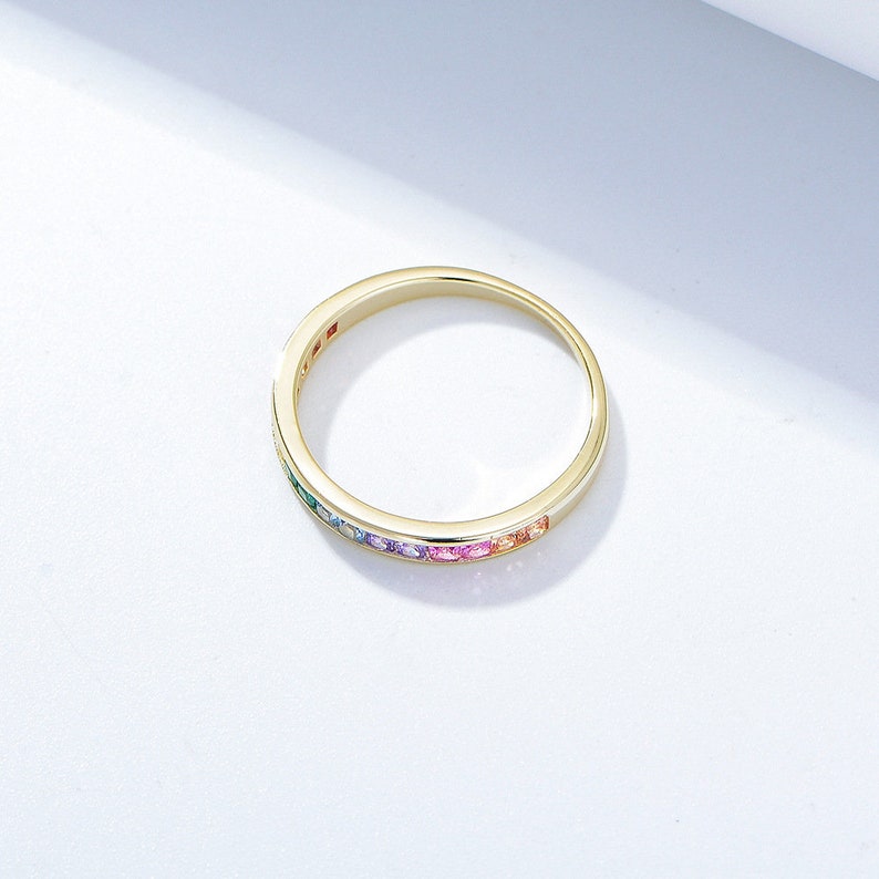 PERIMADE Rainbow LGBTQ Pride Ring Sterling Silver Stackable - Etsy