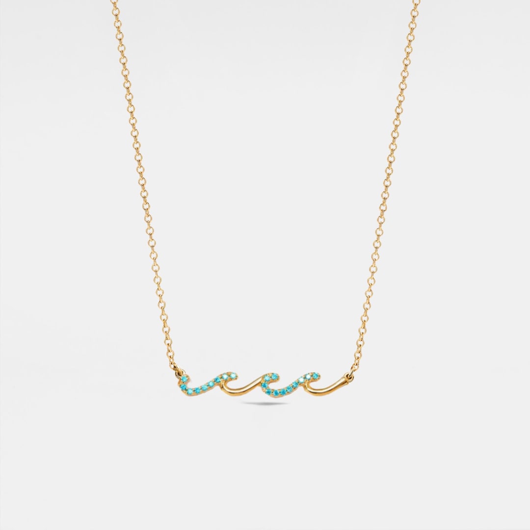 PERIMADE Ocean Wave Necklace • Dainty Sea Charm Pendant • Sterling ...
