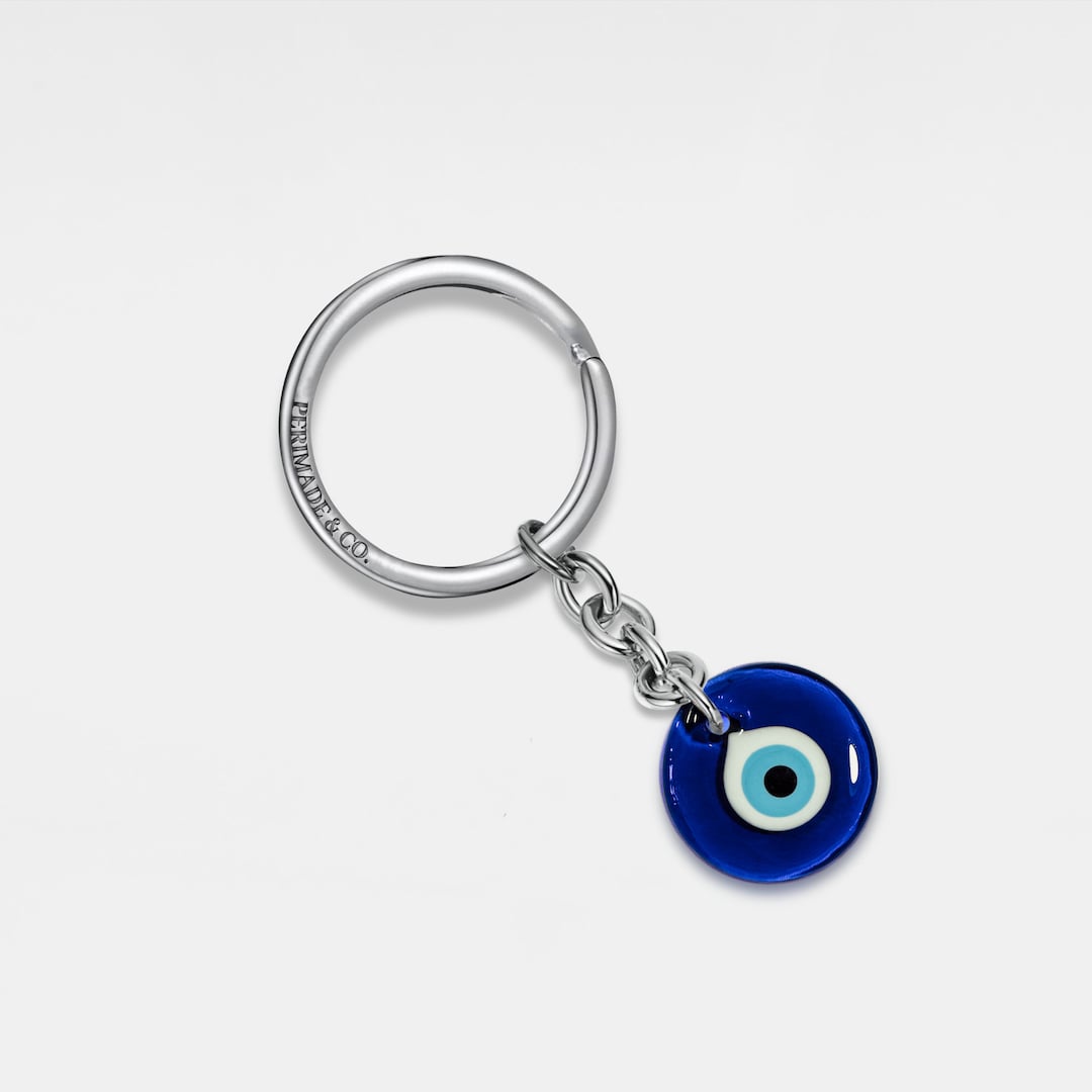 PERIMADE Glass Evil Eye Keychain • Turkish Blue Nazar Key Ring ...