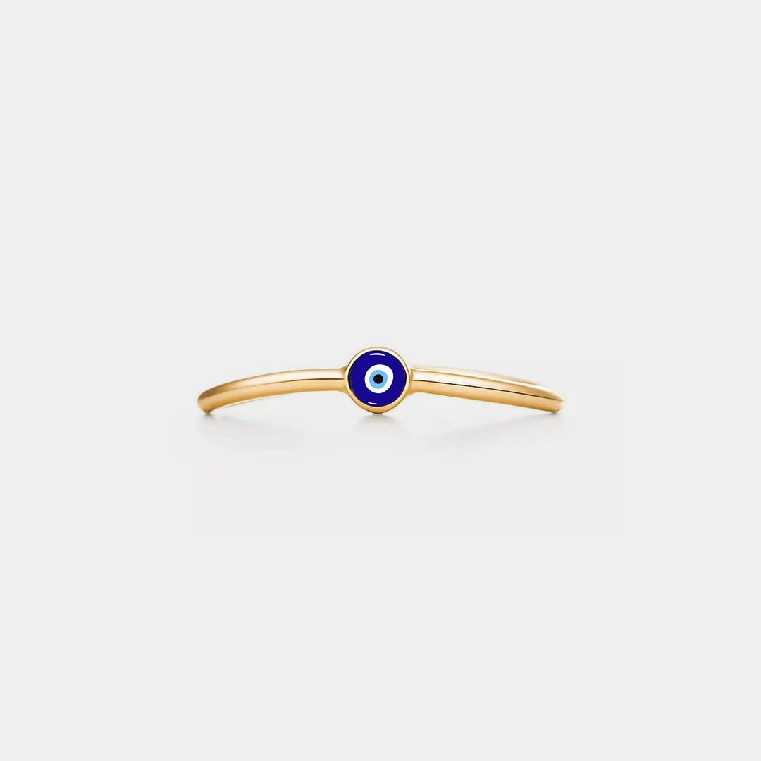 PERIMADE Gold Evil Eye Ocean Wave Ring • Turkish Blue Eye Nazar ...