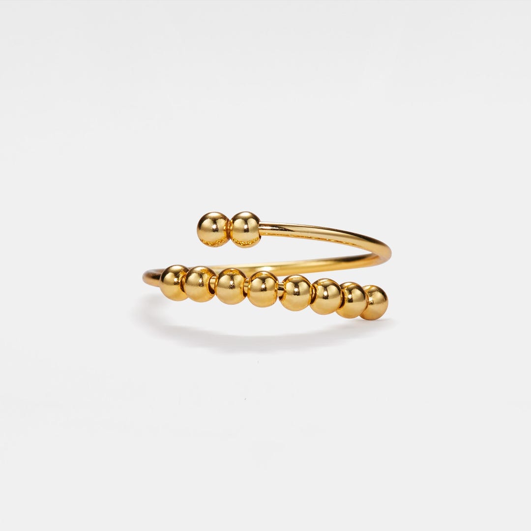 PERIMADE Gold Bead Fidget Spinner Ring • Dainty Bead Spinning Bypass ...
