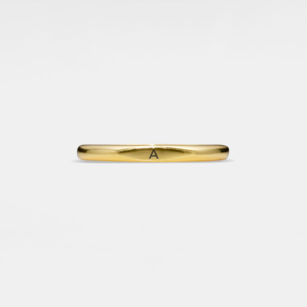 PERIMADE Gold Initial Letter Band Ring • Custom Letter Stacking Couple ...