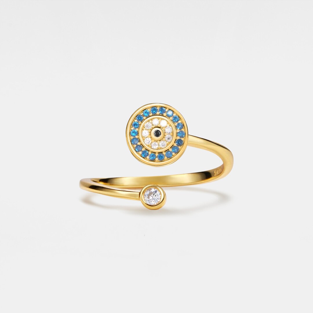 PERIMADE Evil Eye Spinner Ring • Blue Fidget Spinning Ring • Sterling ...