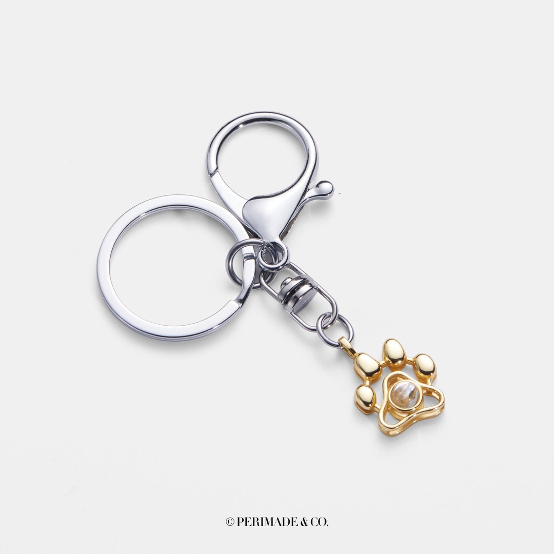 PERIMADE Paw Print Projection Keychain • Custom Pet Memorial Photo Key ...