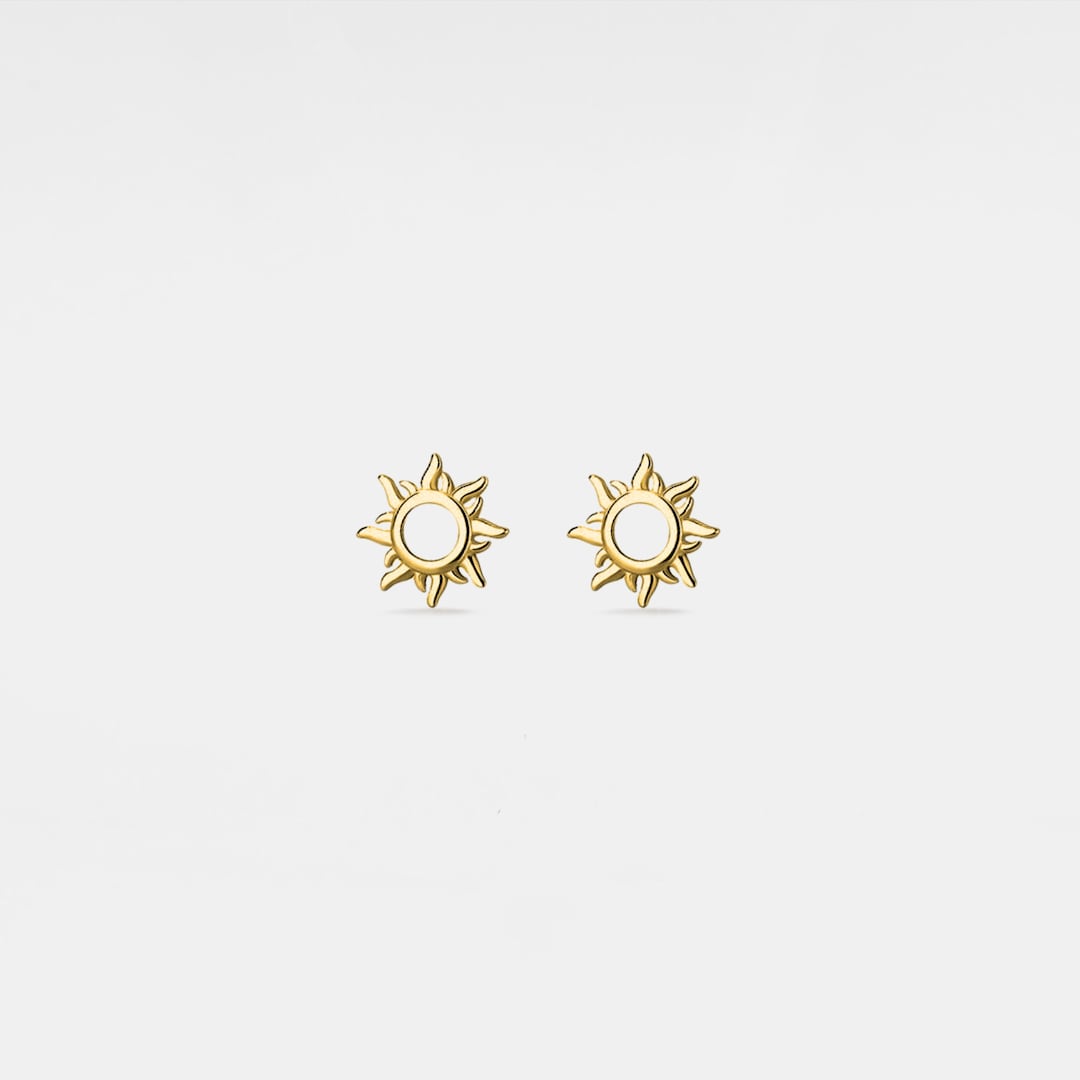PERIMADE Dainty Sun Stud Earrings • Gold Tiny Small Sun Earrings ...