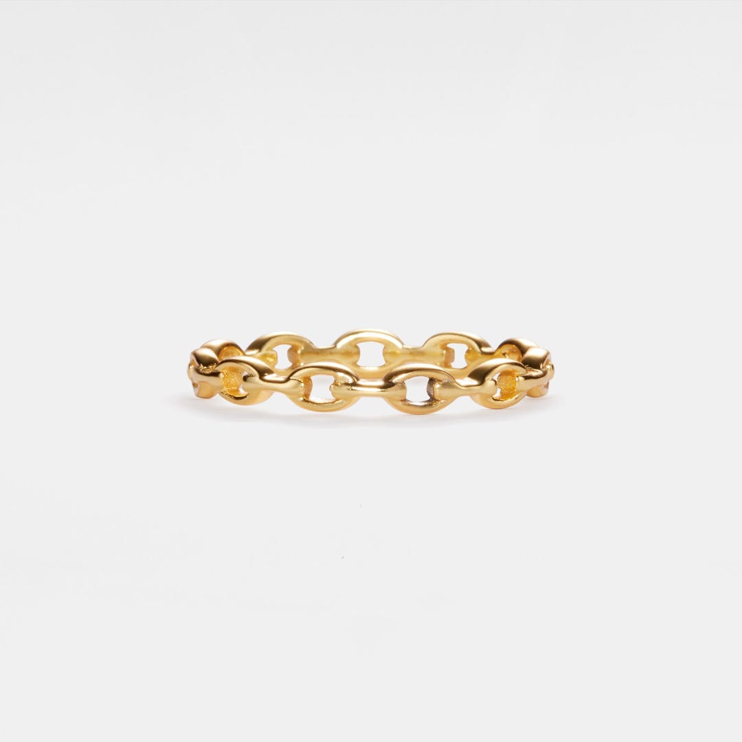 PERIMADE Dainty Gold Chain Ring • Chain Link Stacking Band Ring ...