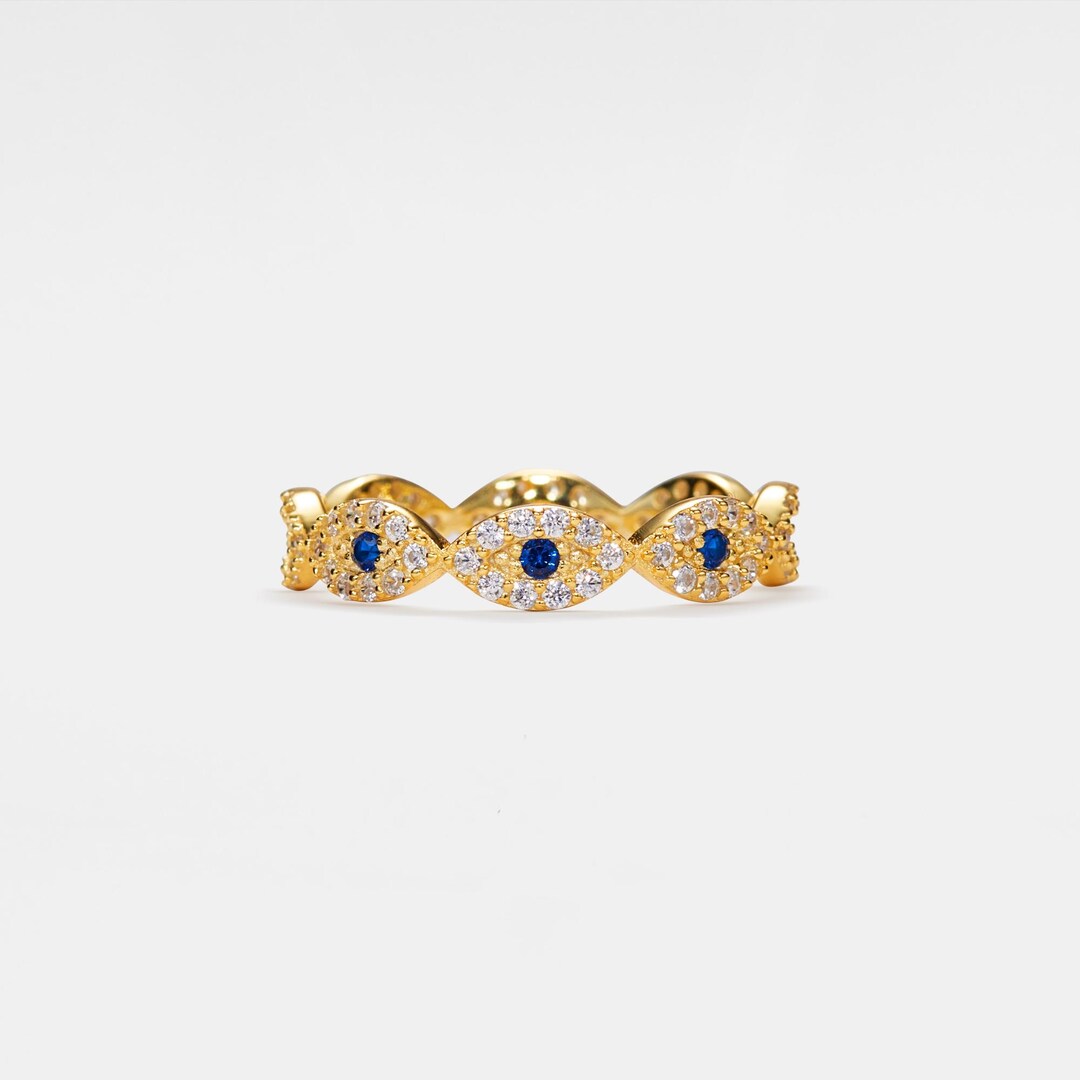 PERIMADE Blue Turkish Evil Eye Band • Nazar Blue Eye Stacking Eternity ...