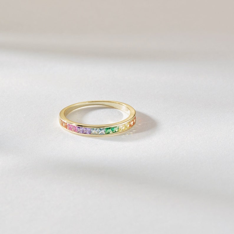PERIMADE Rainbow LGBTQ Pride Ring Sterling Silver Stackable - Etsy