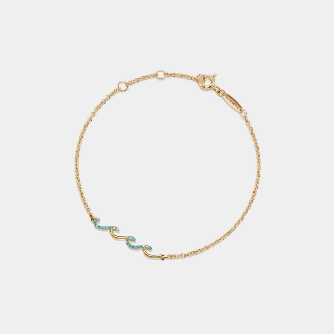 PERIMADE Ocean Wave Charm Anklet • Dainty Gold Sea Wave Beach Anklet ...