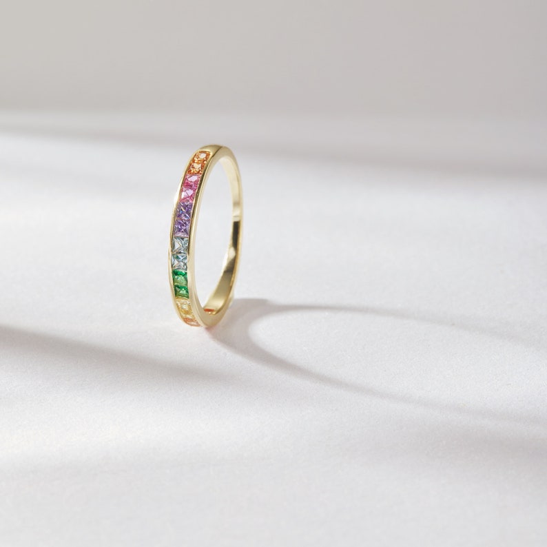 PERIMADE Rainbow LGBTQ Pride Ring Sterling Silver Stackable - Etsy