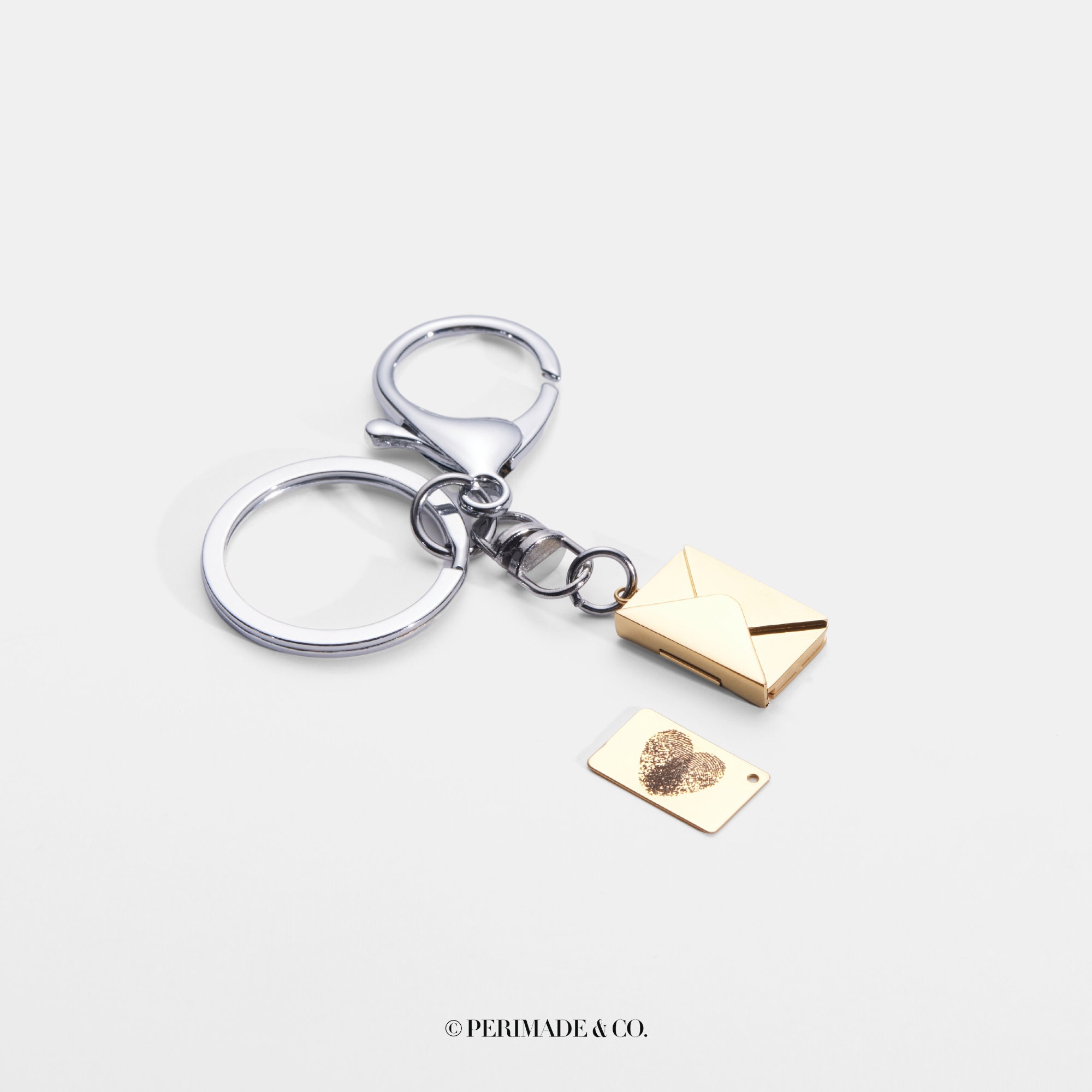 PERIMADE Custom Photo Locket Keychain • Gold Mail Envelope Picture Key ...