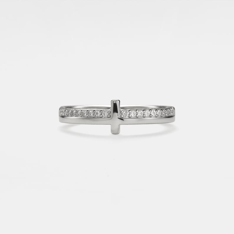 PERIMADE Cross Stacking Eternity Ring • Cross Pave Setting Wedding Band ...