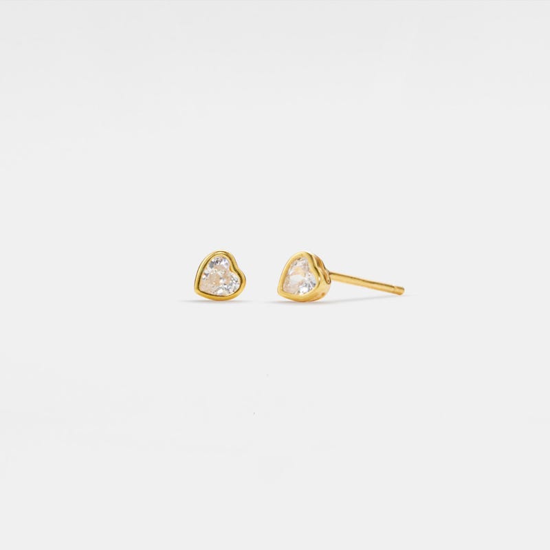 Mini Heart Diamond Studs - Etsy