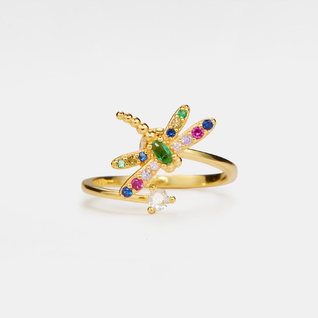 PERIMADE Gold Dragonfly Fidget Spinner Ring • Rainbow Dragonfly ...