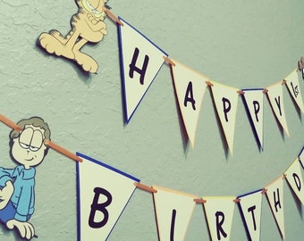 Garfield Birthday Banner, Garfield Birthday Party Decoration, Garfield ...