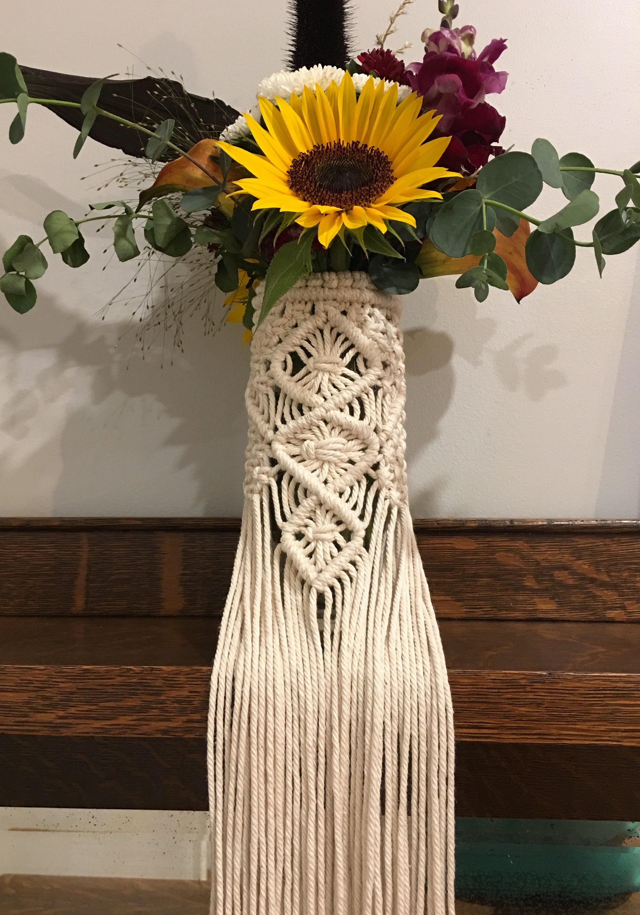 Wedding Bouquet Wrap / Macrame Wrap / Vase Wrap / Wedding Decor ...
