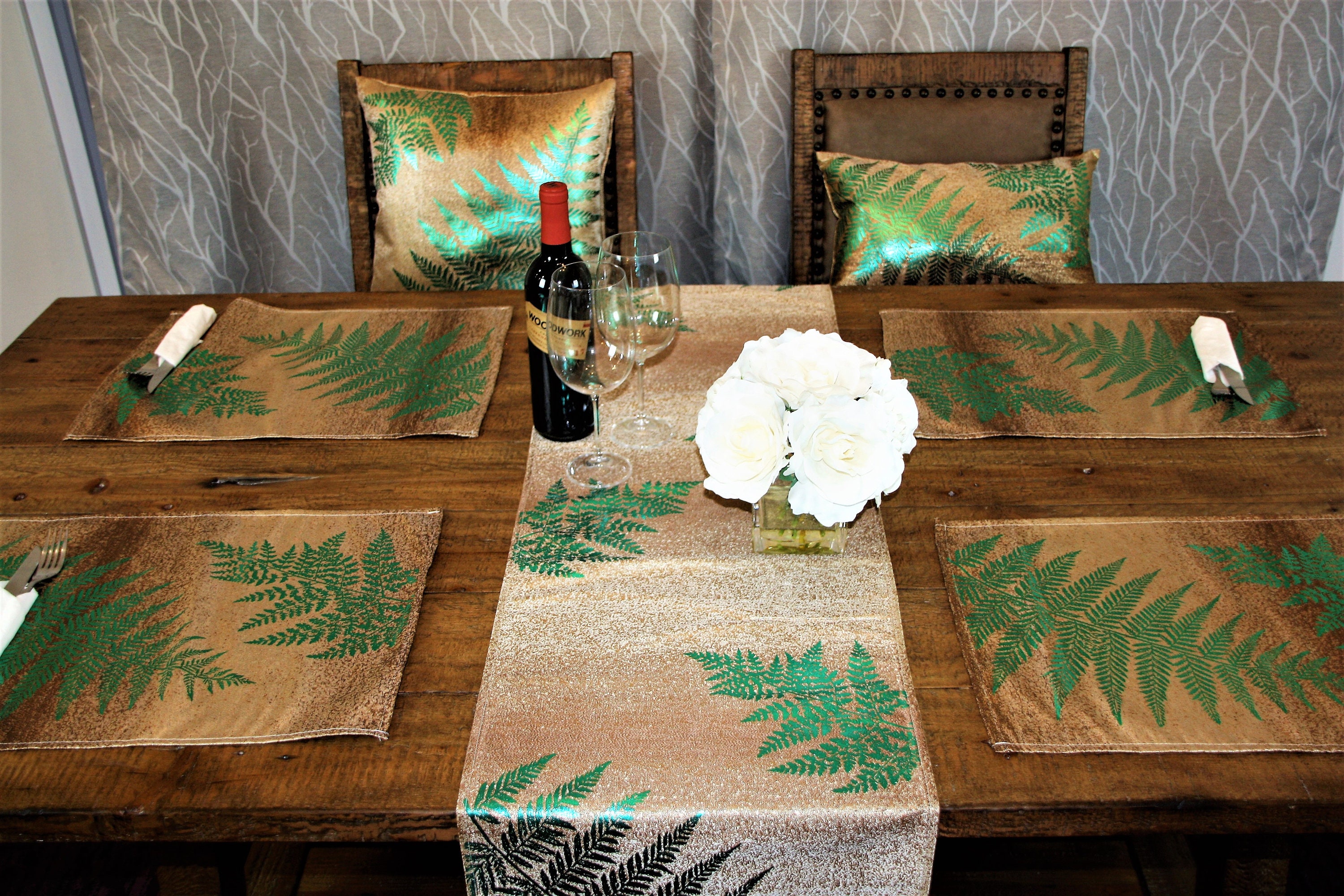 Holidays Custom Made Deluxe Green Gold Placemats 14 x 19 | Etsy