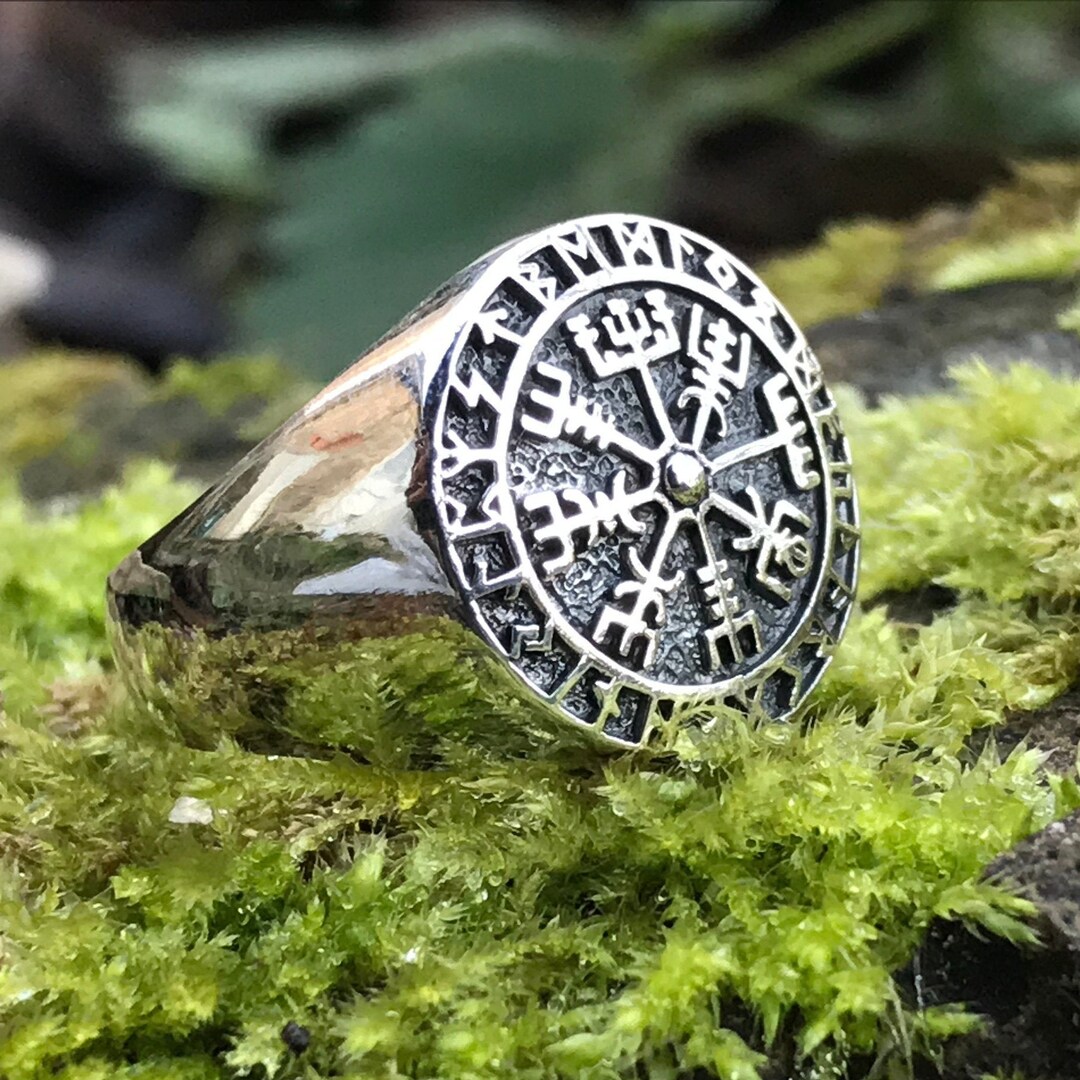 925 Sterling Silver Vegvisir Rune Viking Compass Silver Ring Medieval ...