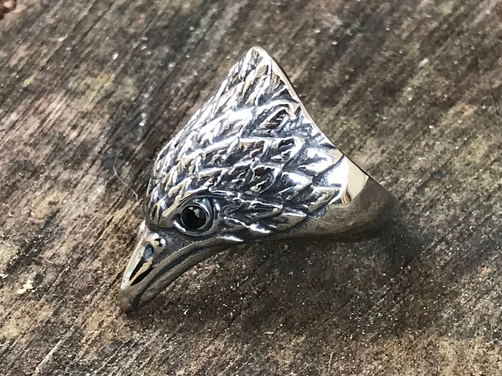 Bird Head Ring Carved Stainless Still Chunky Spiritual Statement Large ...