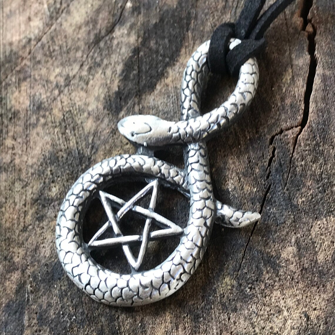 Snake Pentagram Pendant Goth Rock Alternative Spiritual Pewter Silver ...
