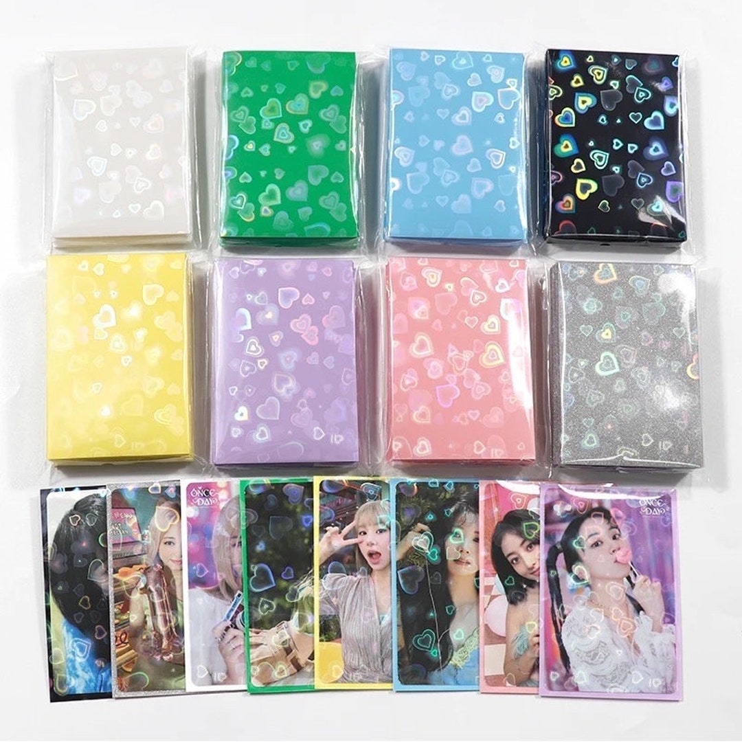 Colored Hearts Holographic Photo Card Sleeves - Etsy