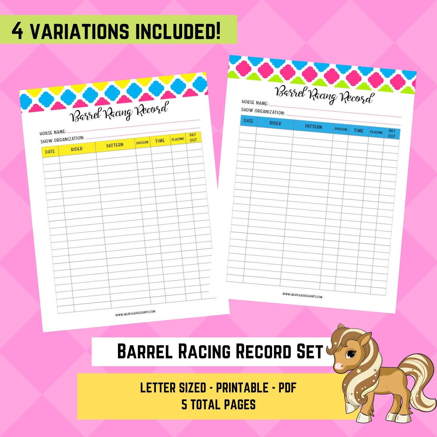 Barrel Racing Record Set - Neon Rainbow - Journal / Log - Etsy