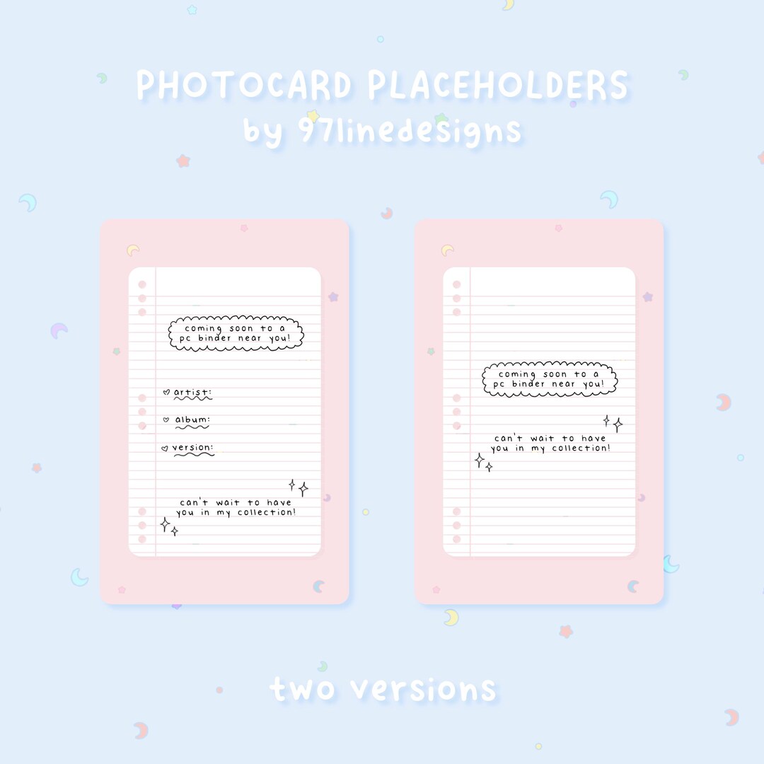 K-pop Photocard Placeholders Digital Download - Etsy