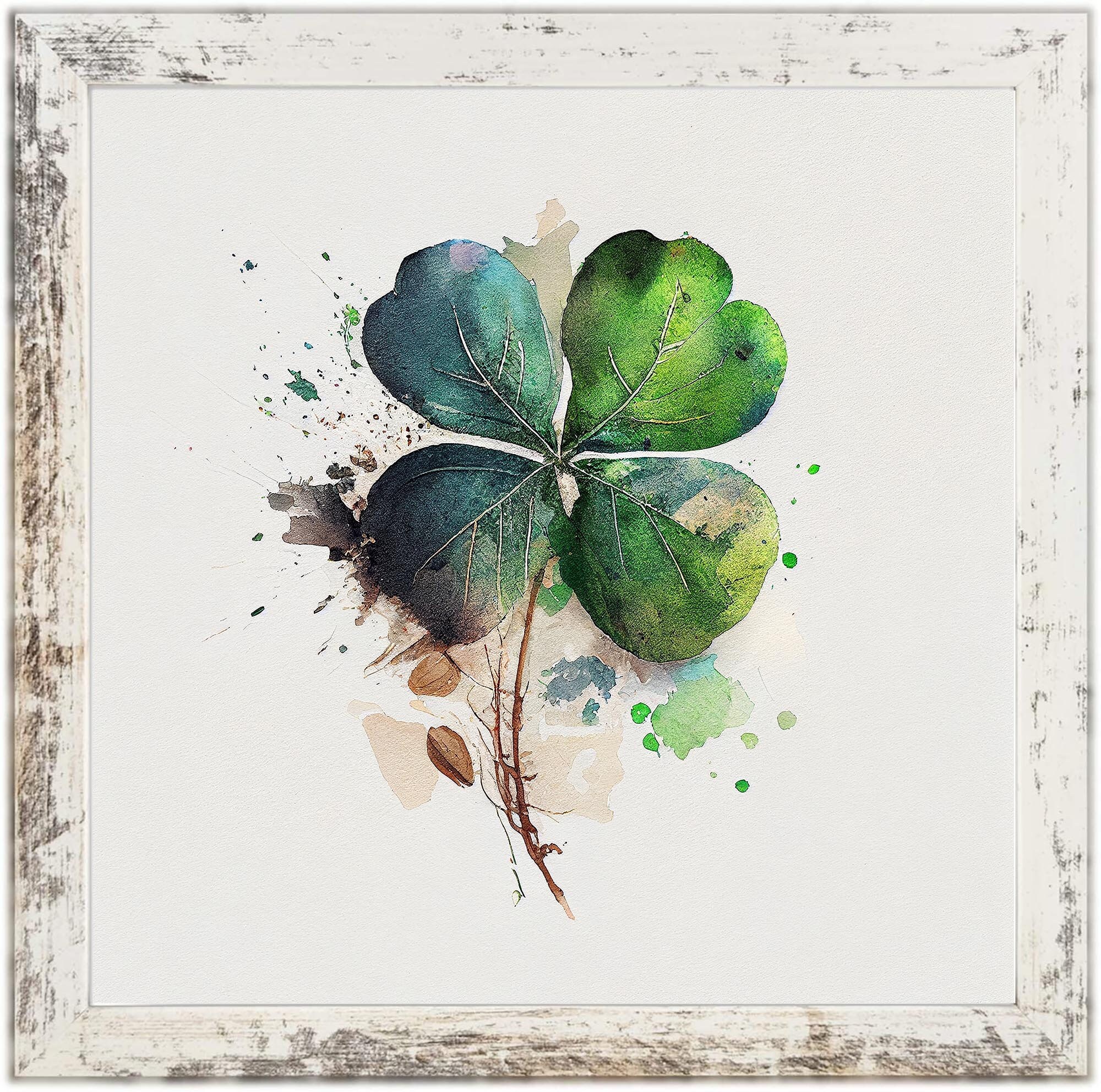 Watercolor Four Leaf Clover, Watercolor Wall Art, St Patricks Day Decor ...