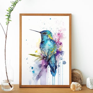 Watercolor Hummingbird Wall Art, Hummingbird,watercolor Digital Art ...