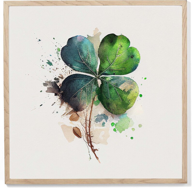Watercolor Four Leaf Clover, Watercolor Wall Art, St Patricks Day Decor ...