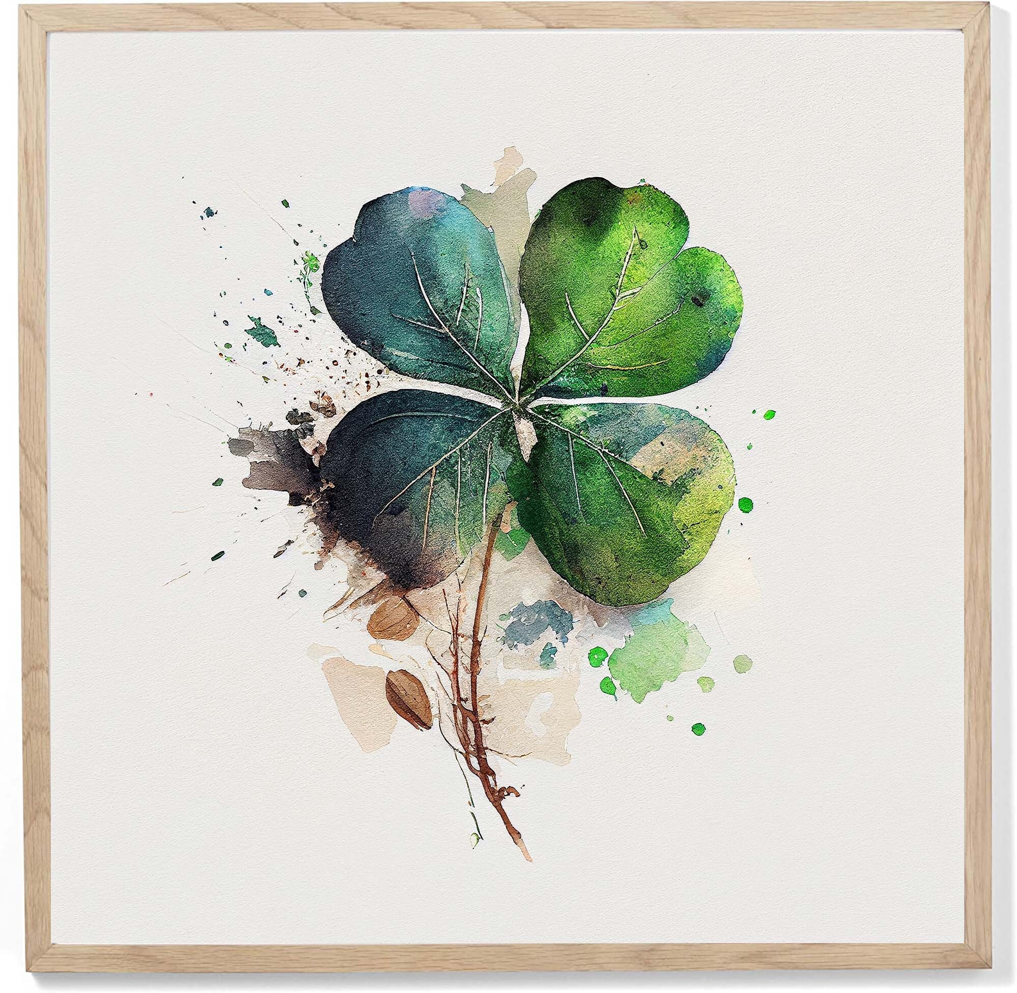Watercolor Four Leaf Clover, Watercolor Wall Art, St Patricks Day Decor ...