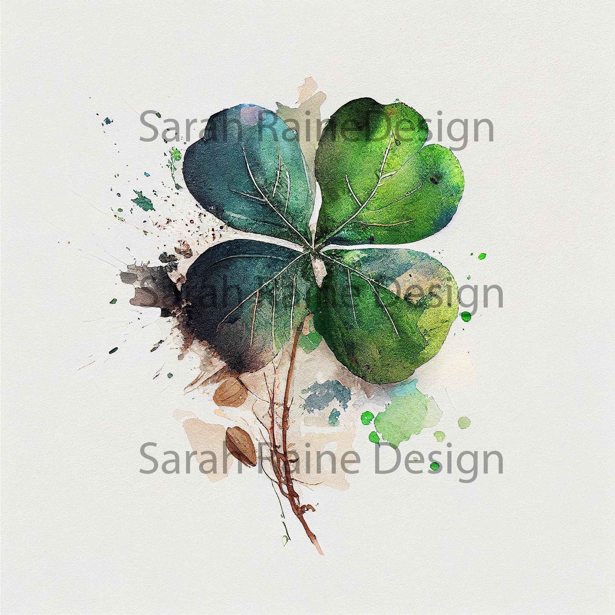 Watercolor Four Leaf Clover, Watercolor Wall Art, St Patricks Day Decor ...