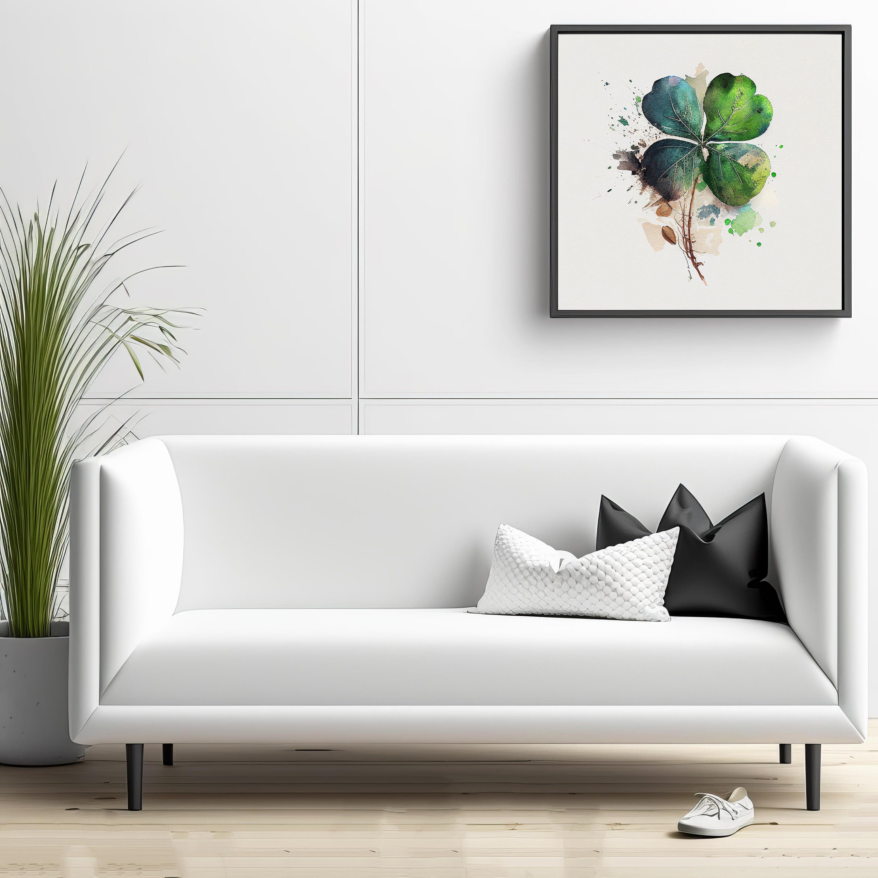 Watercolor Four Leaf Clover, Watercolor Wall Art, St Patricks Day Decor ...