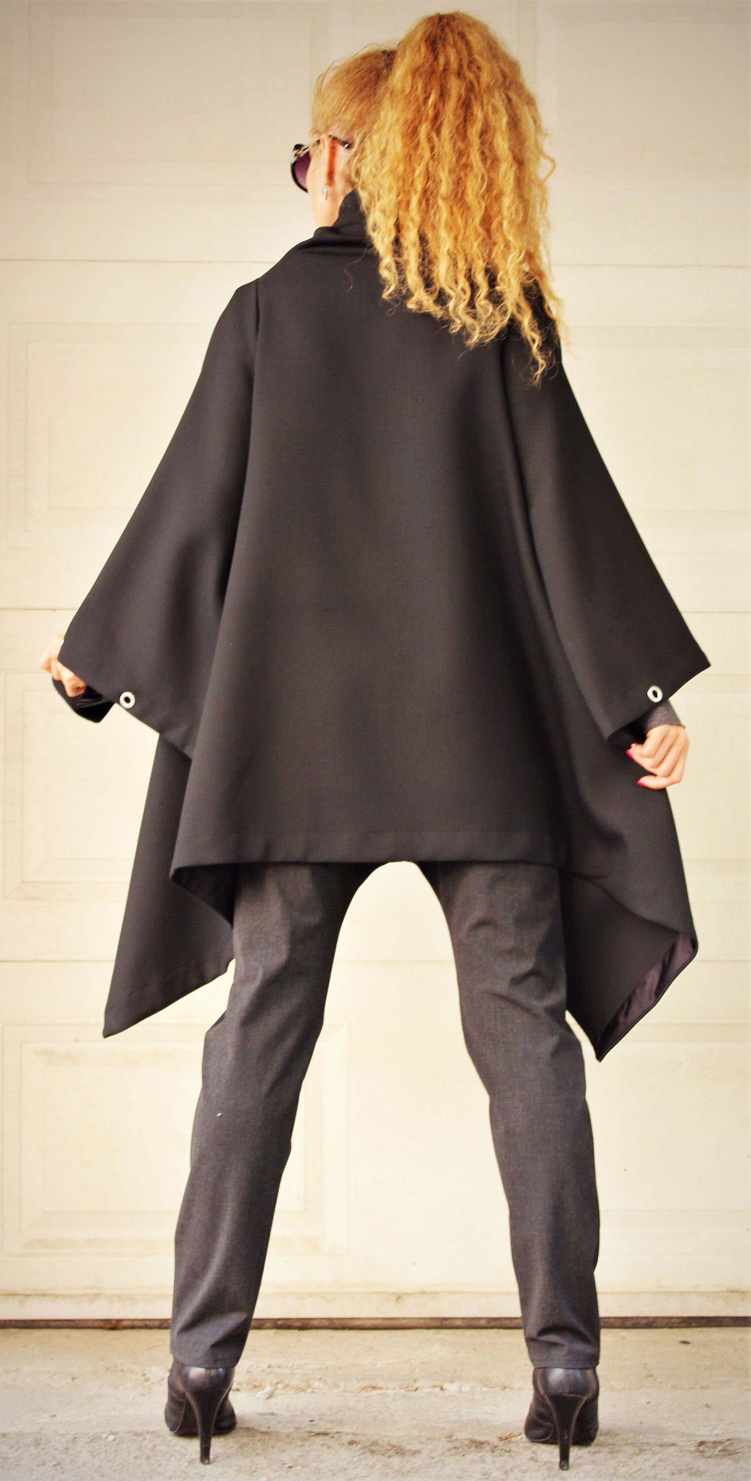 Asymmetrical Spring Coat Black Wide Coat Maternity Coat - Etsy