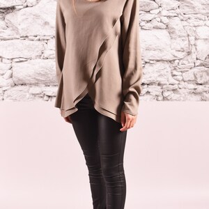 Loose Tunic Cotton Long Sleeves Tunic Woman Tunic Wrap Over Long Blouse ...