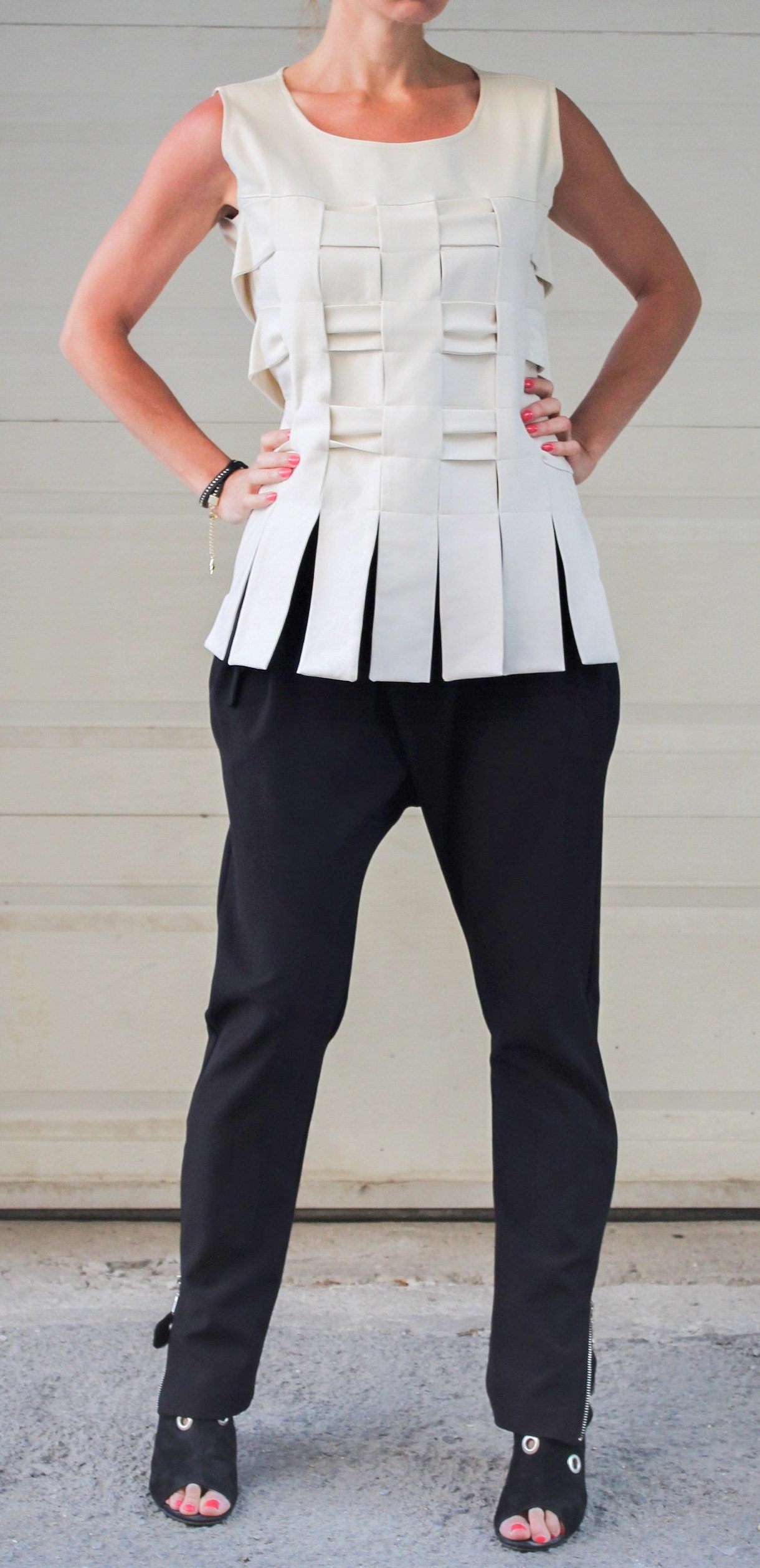 White Sleeveless Shirt Elegant White Top Sophisticated White Tank White ...