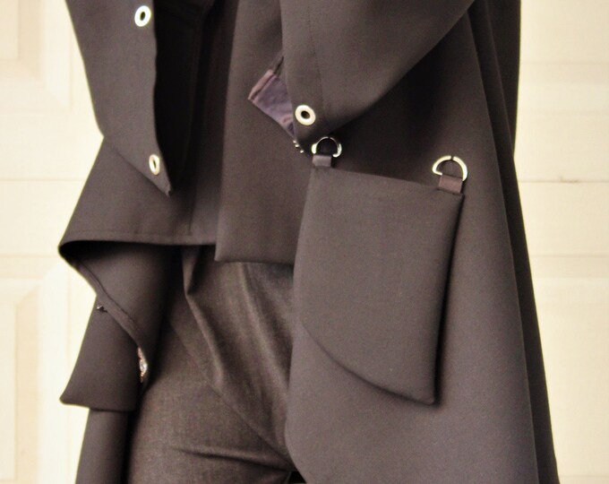 Asymmetrical Spring Coat Black Wide Coat Maternity Coat Extravagant ...