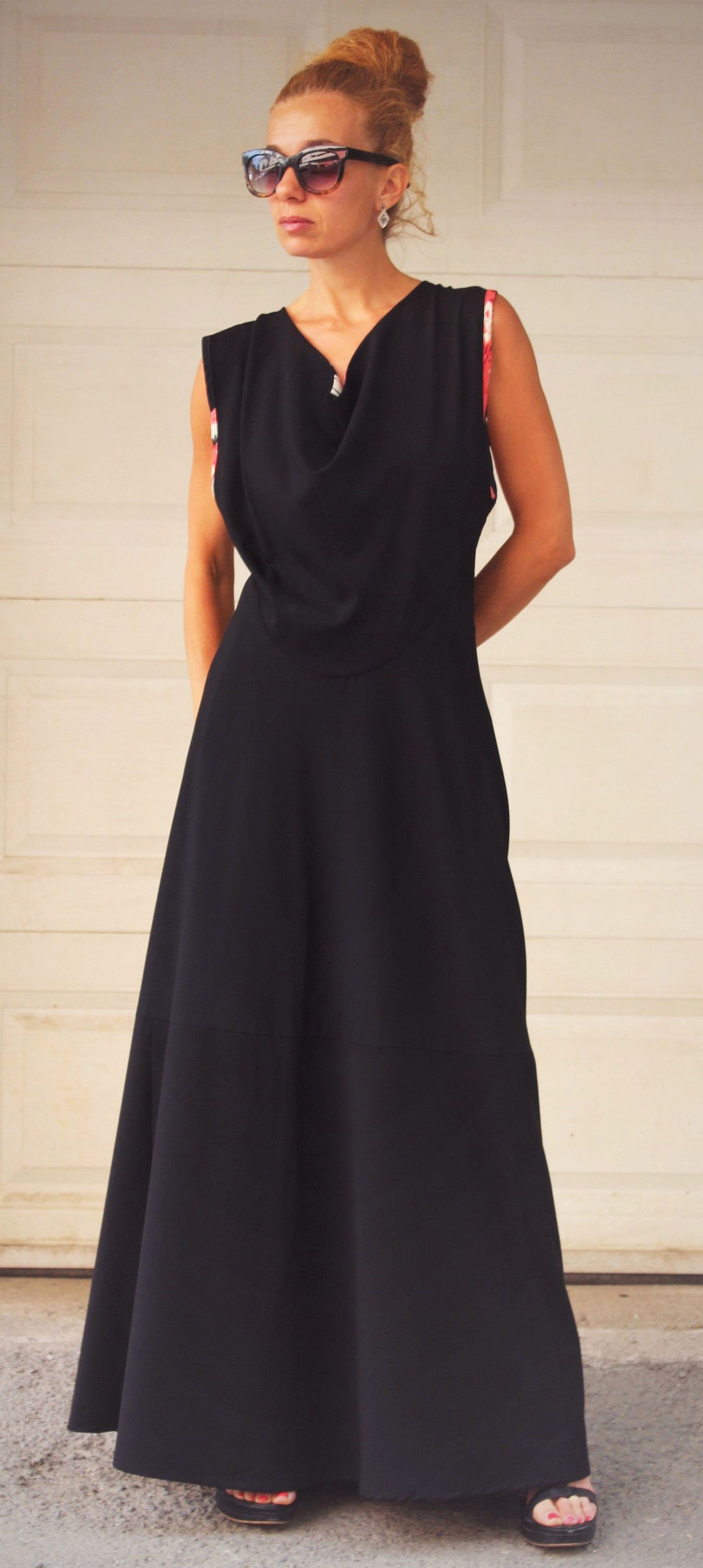 Sexy Long Black Dress Goddess Black Dress Minimalist Urban Woman Summer Extravagant Bare Back