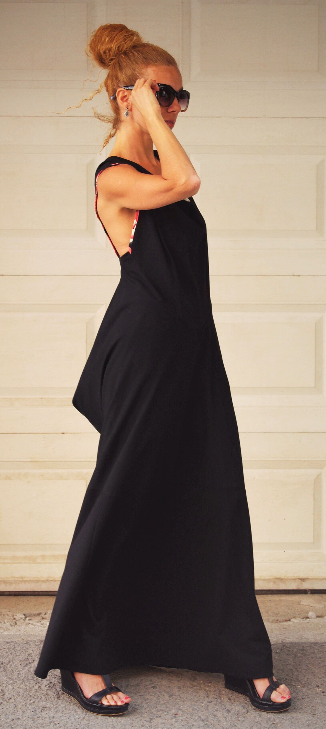 Sexy Long Black Dress Goddess Black Dress Minimalist Urban Woman Summer Extravagant Bare Back