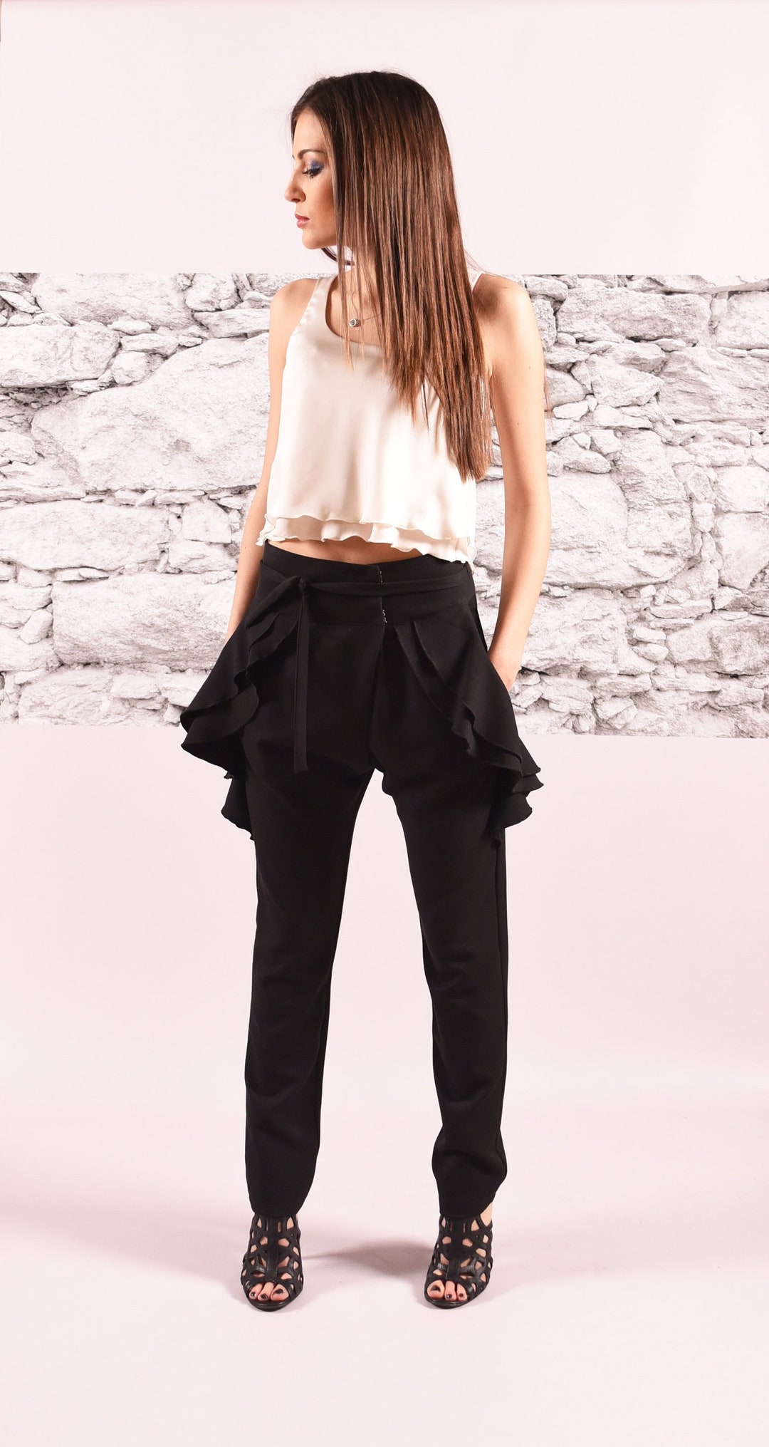 Elegant Black Trousers Long Formal Pants Skirt Pants - Etsy