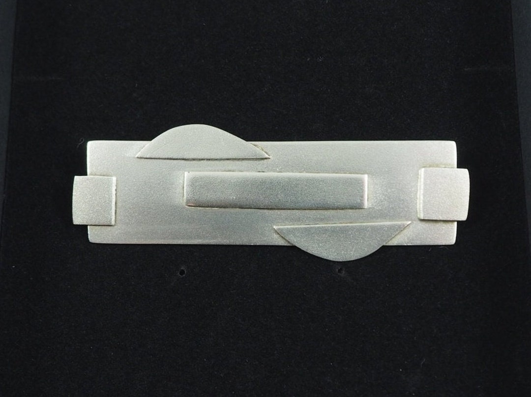 Modernist Silver Plated Geometric Shapes Brooch - Handmade and Unique ...
