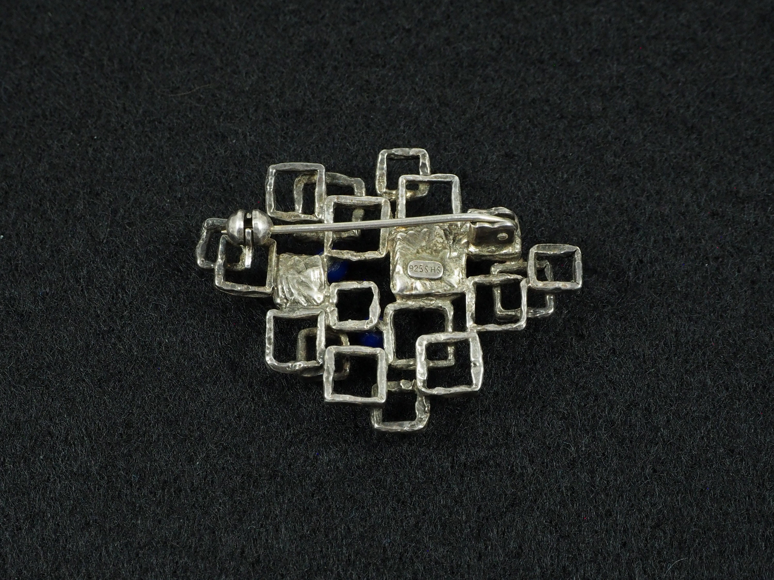 Hermann Siersbol Brutalist Lapis Lazuli & Silver Brooch Denmark 1960s ...