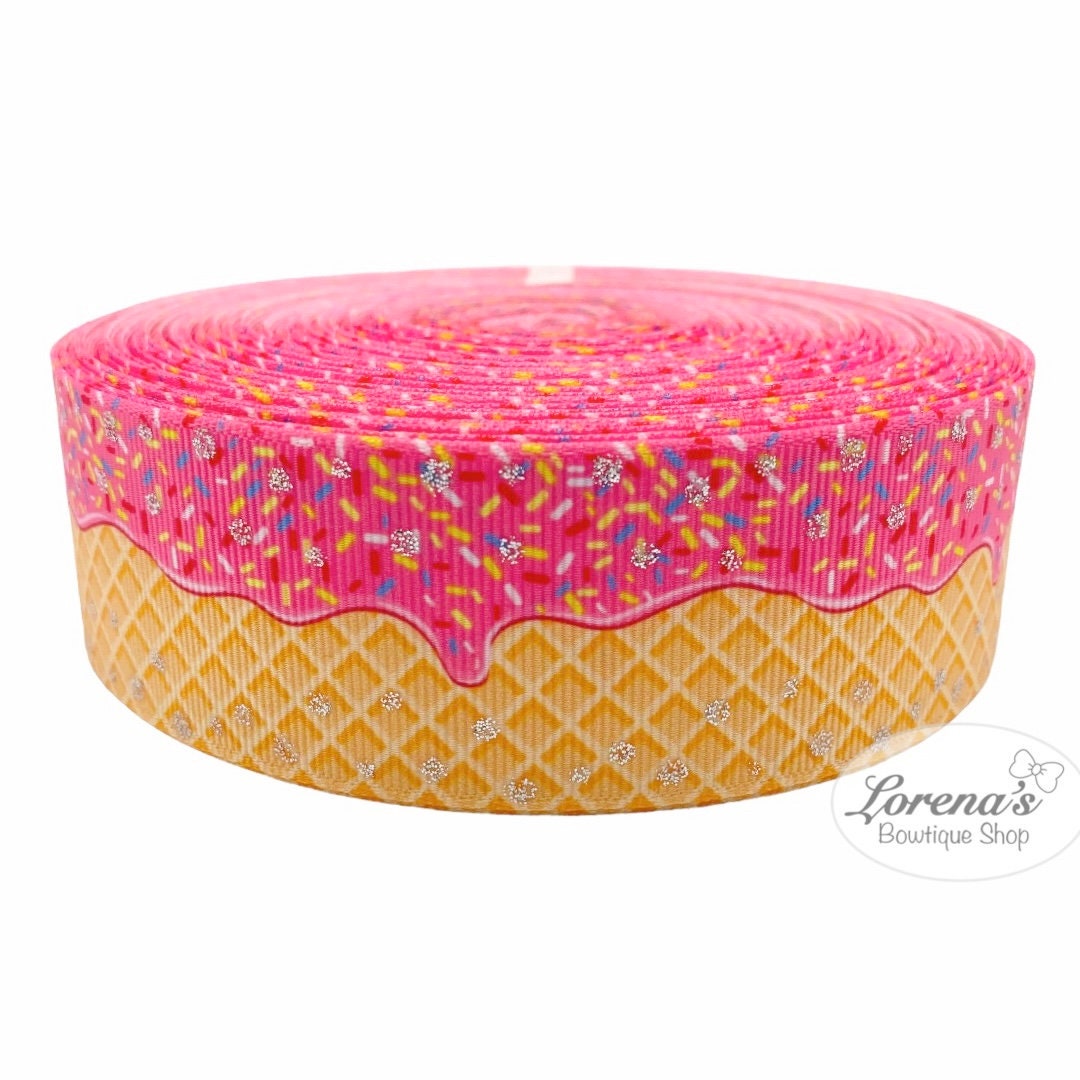Strawberry Sprinkles Grosgrain Ribbon, Ice Cream Ribbon, Choose Width ...