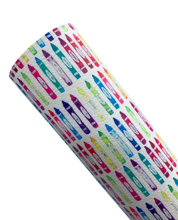 Back to School Crayons Faux Leather Sheet DIY Crafts | Etsy