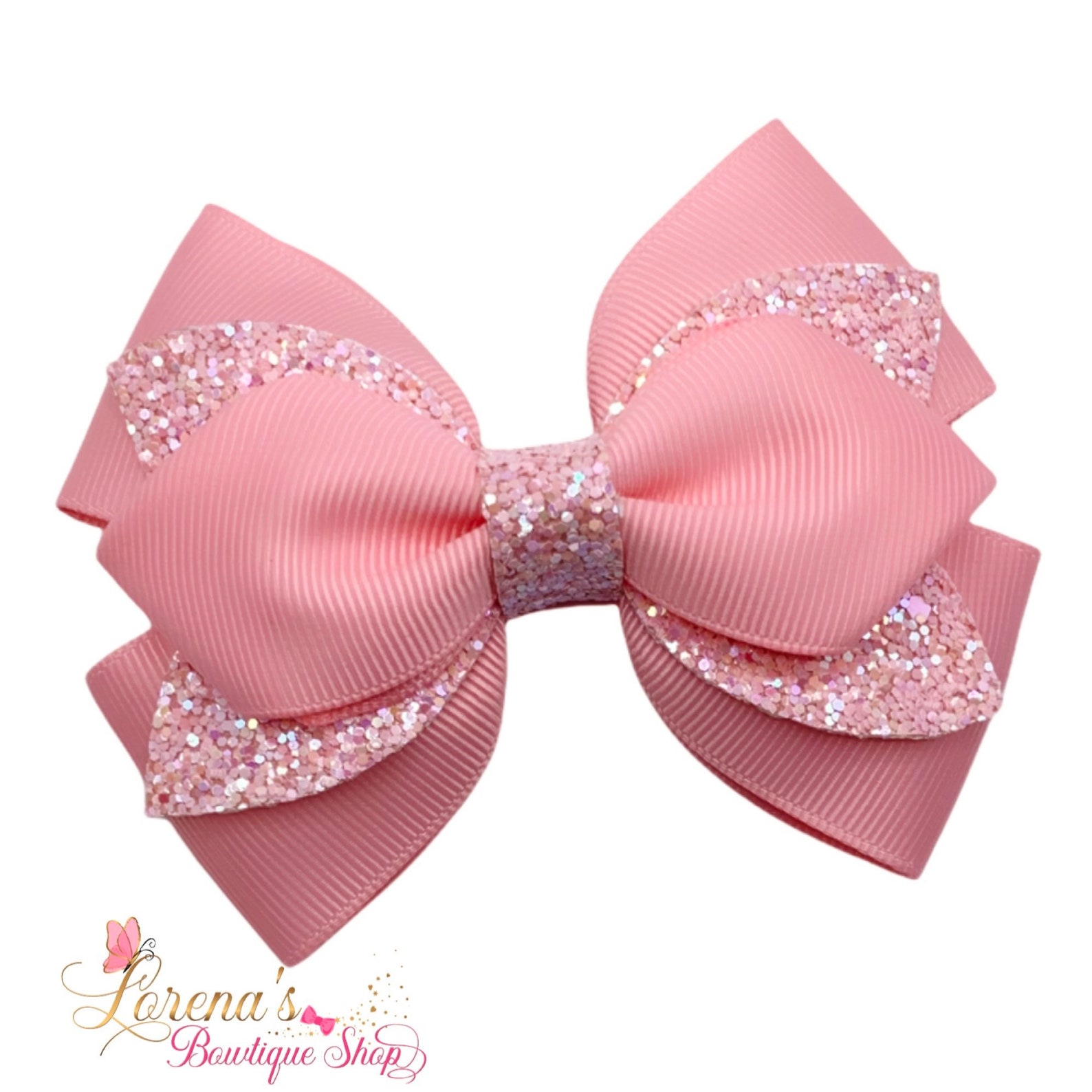 Pink Glitter Hair Bow Layered Hairbow Hair Accessories - Etsy