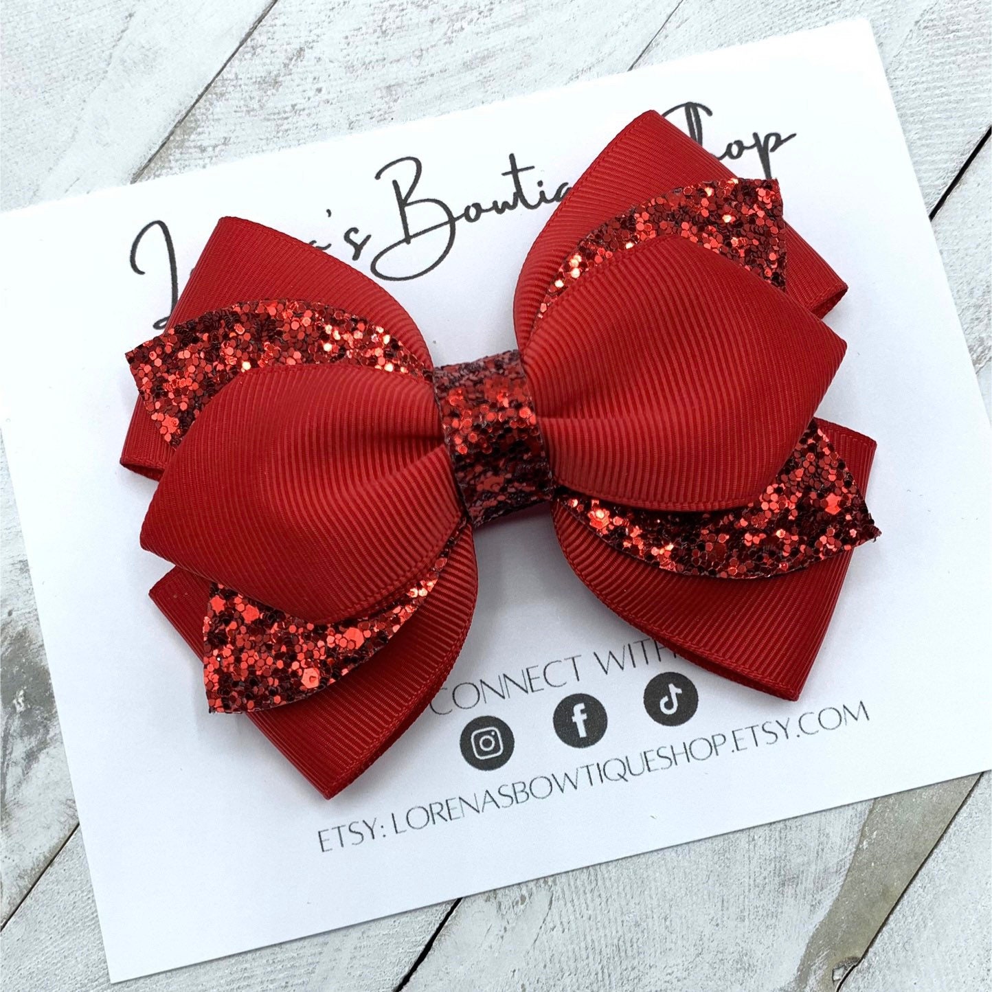 Red Glitter Hair Bow, Layered Hairbow, Hair Accessories - Etsy