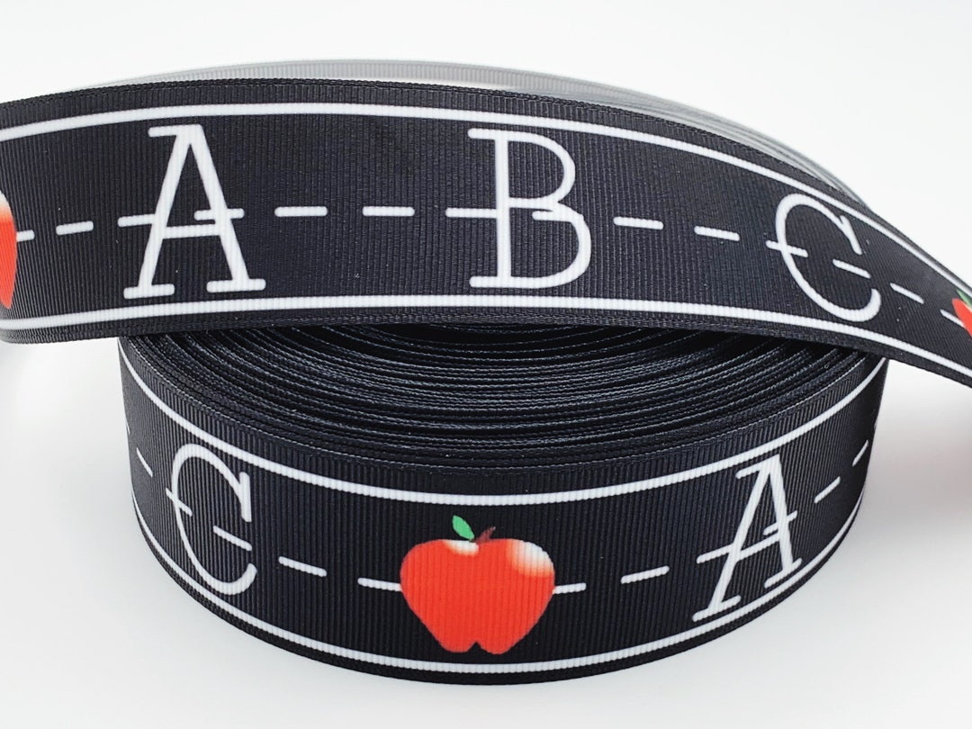 1.5" ABC Apples Grosgrain Ribbon, DIY Craft Supplies, Back to School - Etsy