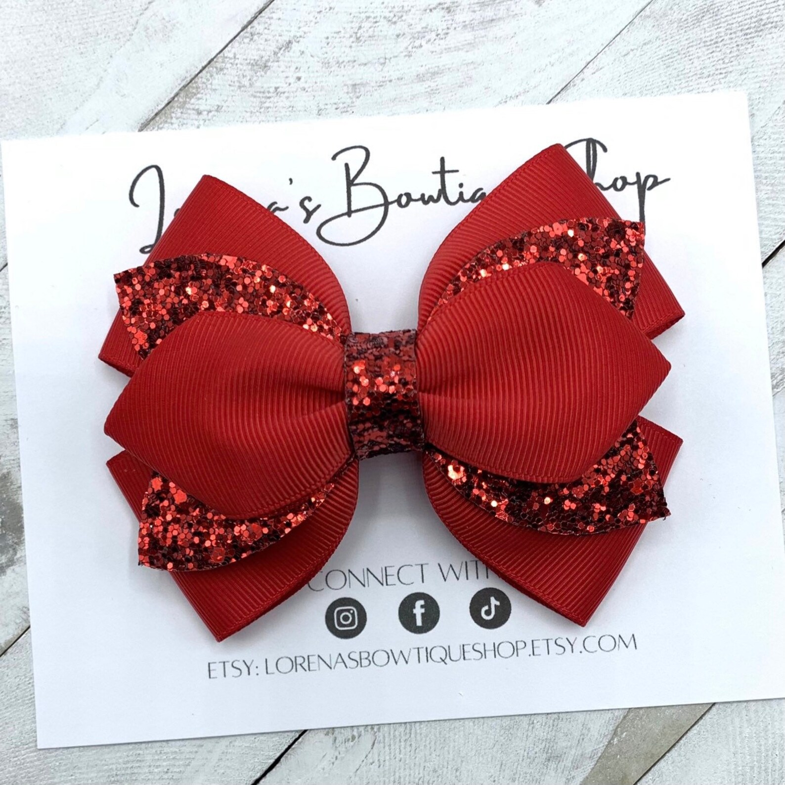 Red Glitter Hair Bow, Layered Hairbow, Hair Accessories - Etsy